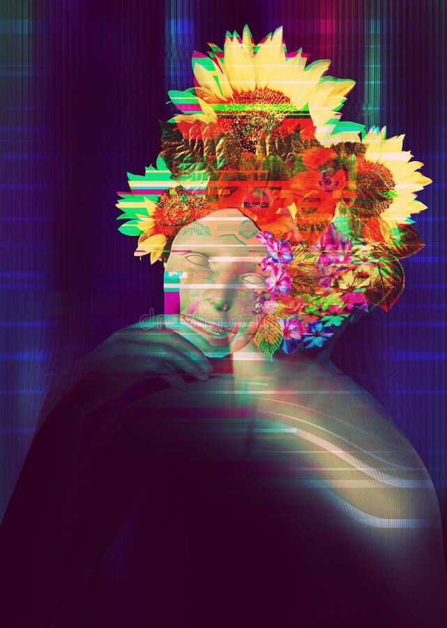 3d man with flowers stock illustration. Illustration of background ...