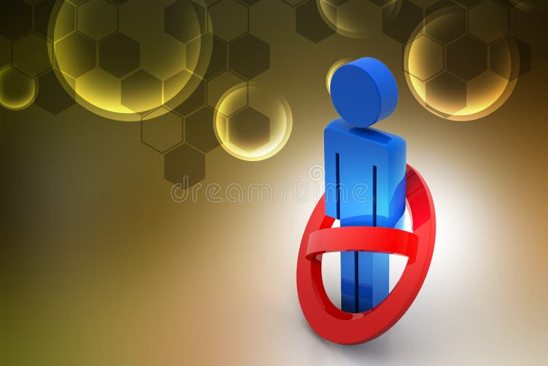 3d man with forbidden sign stock illustration. Illustration of ...
