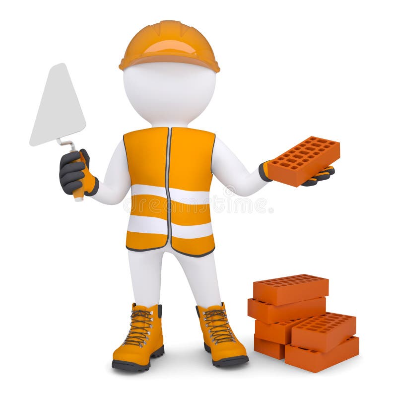 3d Man in the Form of Building with Bricks Stock Illustration ...