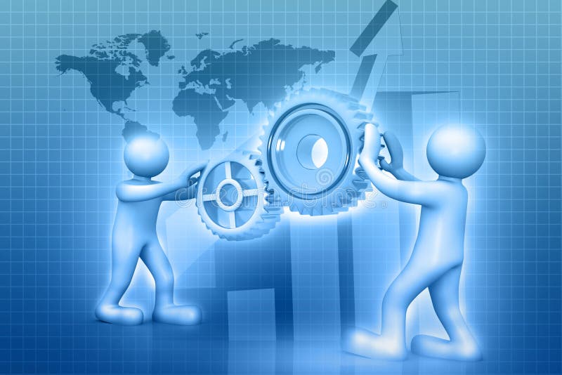 3d man with gear mechanism stock illustration. Illustration of gear ...