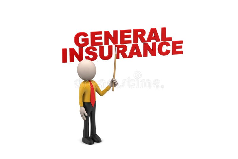 3d Man with General Insurance Text Stock Illustration - Illustration of ...