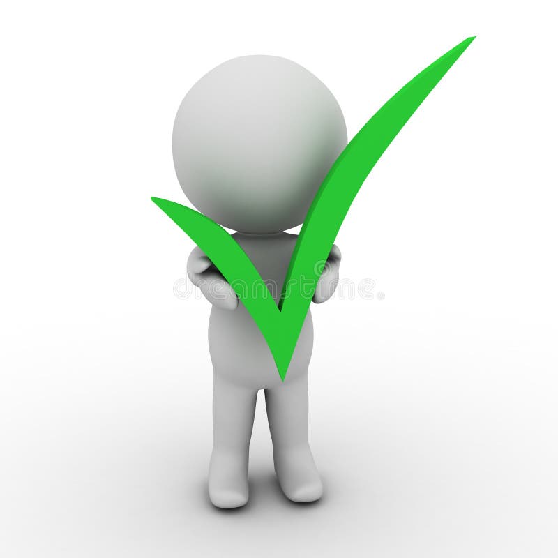3D Man Giving Green Checkmark Stock Illustration - Illustration of ...