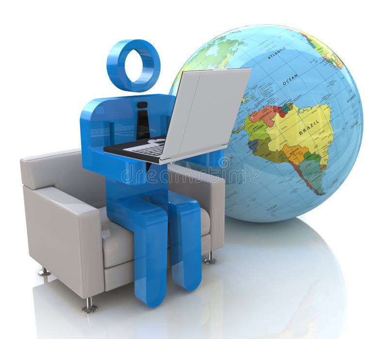 3d Man - Global Communication Stock Illustration - Illustration of ...