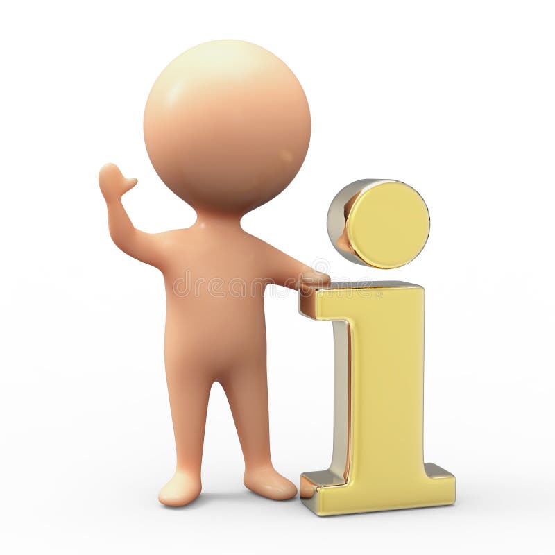 3d Man with Gold Information Symbol Stock Illustration - Illustration ...