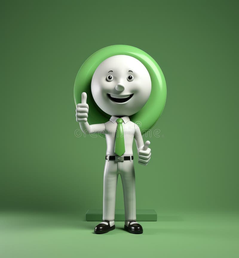 3d Man is Green Tick Symbol, Signifying Completion and Success, in a ...