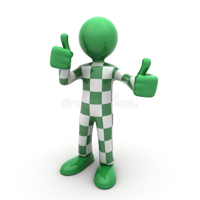 3d Man is Green Tick Symbol, Signifying Completion and Success, in a ...