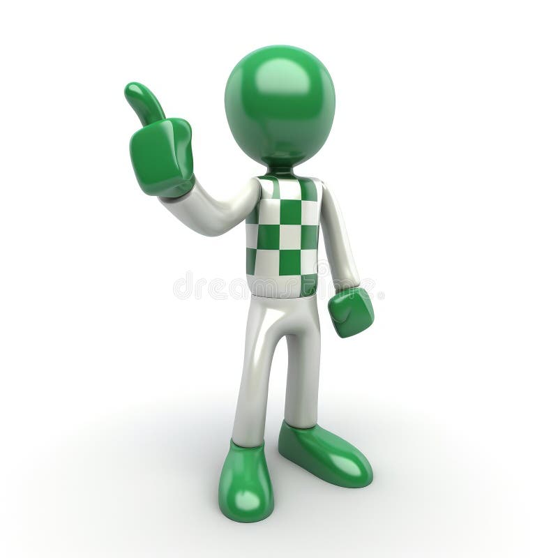3d Man is Green Tick Symbol, Signifying Completion and Success, in a ...