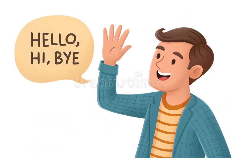 3D Man Greeting and Waving Hello Icon Stock Illustration - Illustration ...