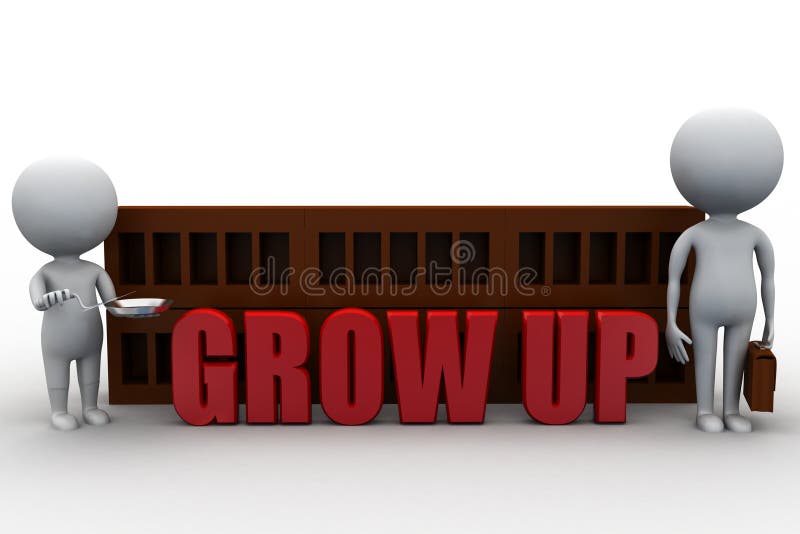 3d Businessman Standing with Grow Up Stock Illustration - Illustration ...