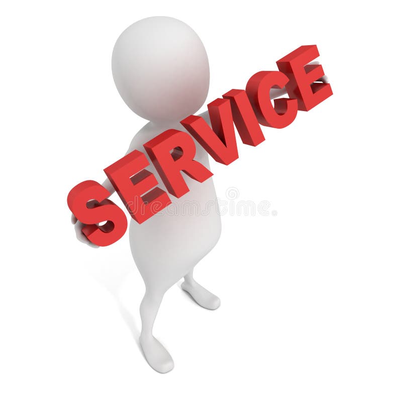 3d Man Hold Red Concept Service Text Ladders Stock Illustration ...