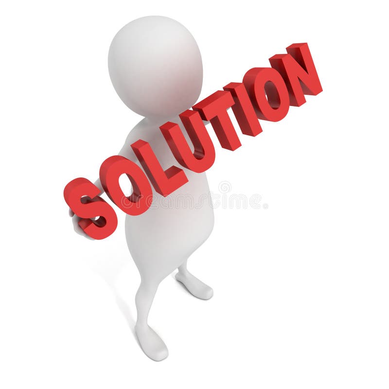 Solutions Text - 3d Business Man Stock Illustration - Illustration of ...