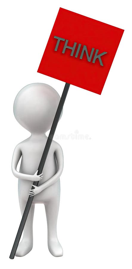 3d Man Holding a Board with Think Text Projected Concept Stock ...