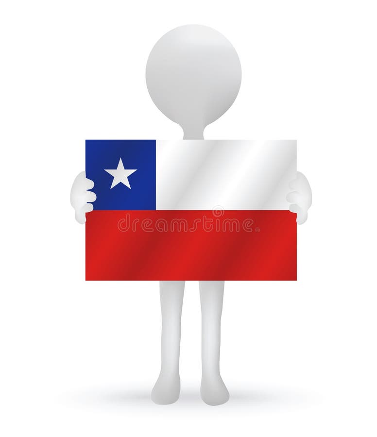 3d Man Holding a Chile Flag Stock Illustration - Illustration of flag ...