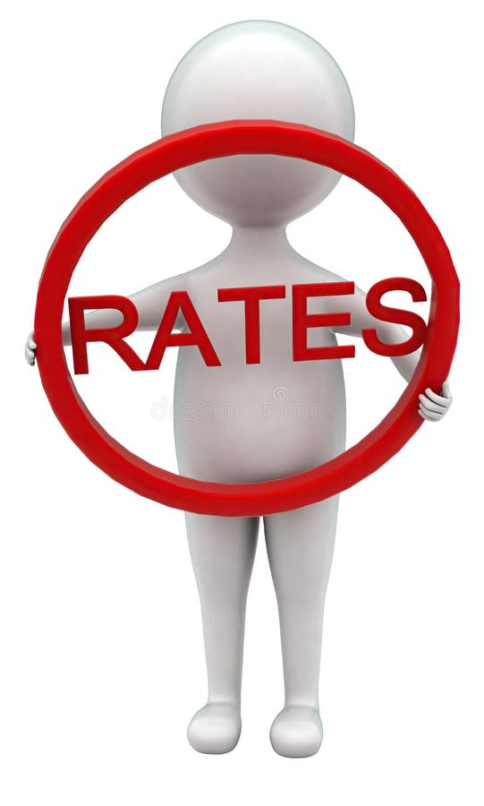 3d Man Holding Circle with Rates Text Inside it Concept Stock ...