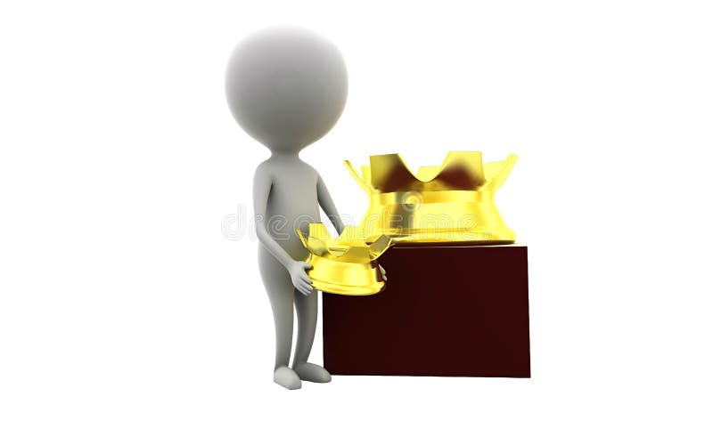 3d Man Holding Crown Concept Stock Illustration - Illustration of ...