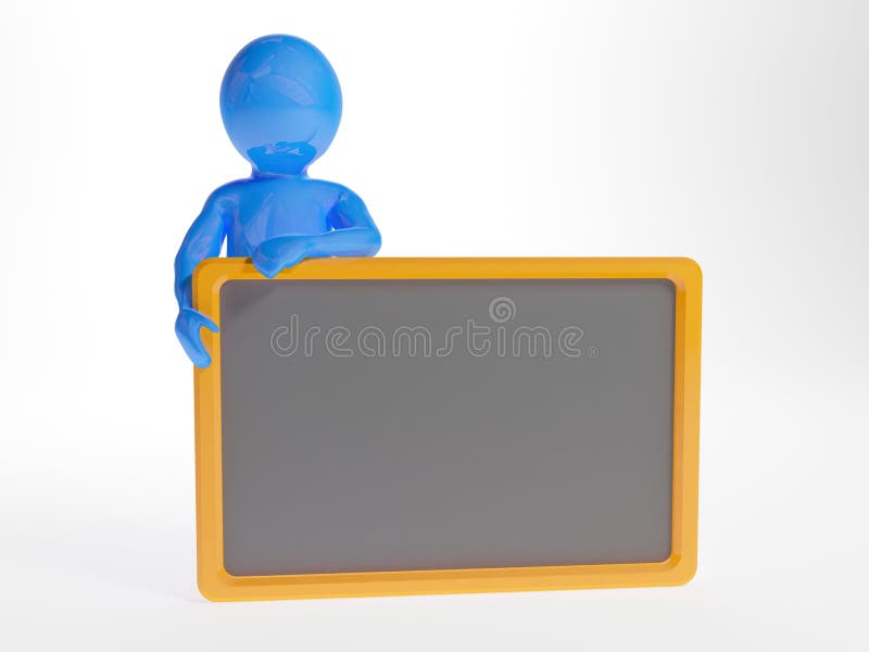 3d Man Holding an Empty Board Stock Illustration - Illustration of ...