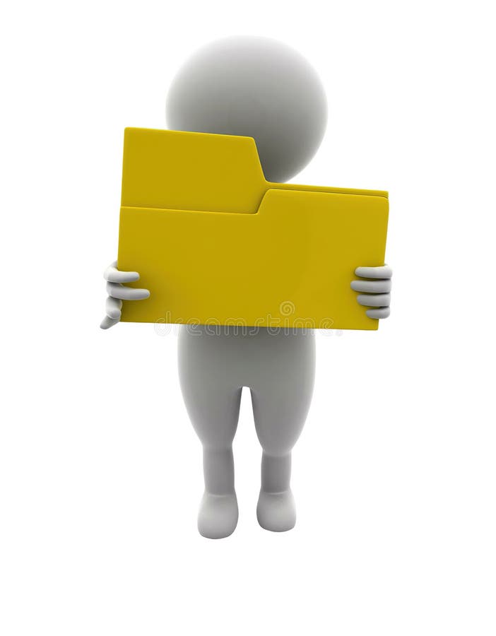 3d Man Holding Folder in His Hand Concept Stock Illustration ...