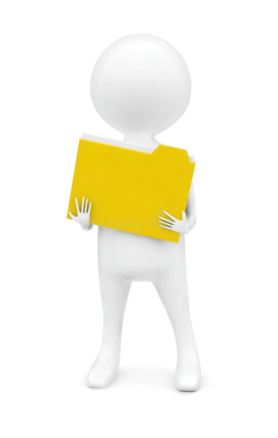 3d Man Holding Folder in His Hand Concept Stock Illustration ...