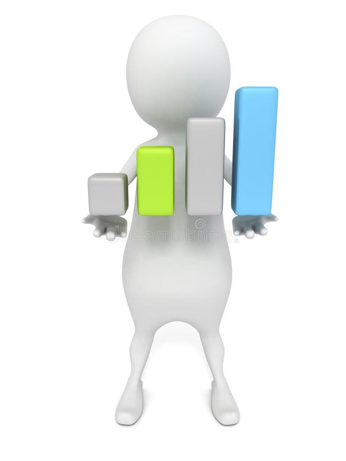 3d Man Holding Growing Progress Bar Chart Stock Illustration ...