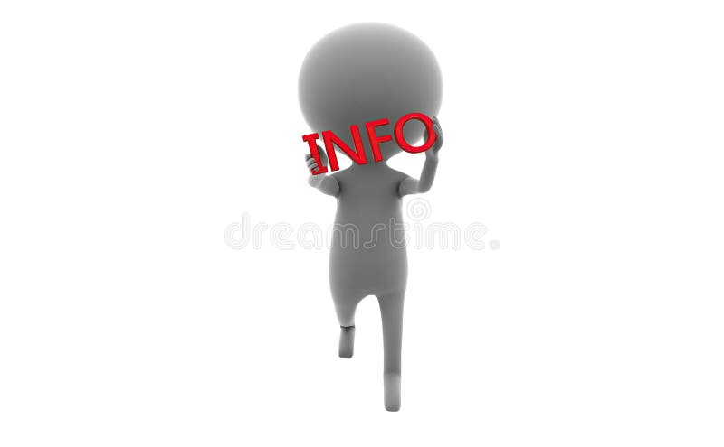 3d Man Holding Info Text in Hands Concept Stock Illustration ...