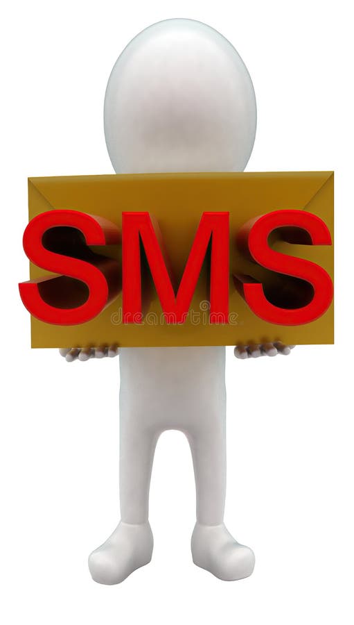 3d Man Holding a Message - Letter in Hands with Sms Text Projected ...