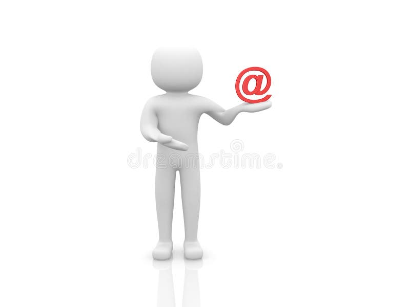 3d Man Holding a Sign Email Stock Illustration - Illustration of male ...