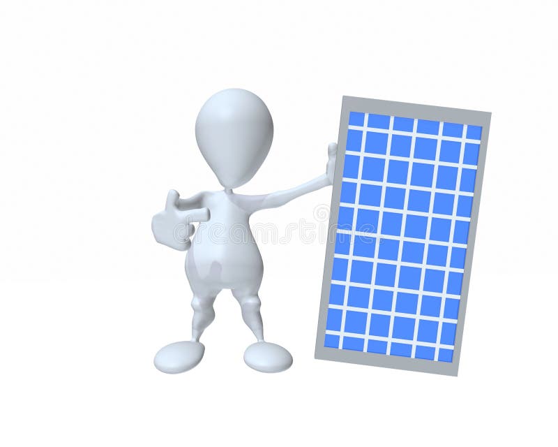 3d Man Holding a Solar Panel for Clean Power Conservation Stock ...