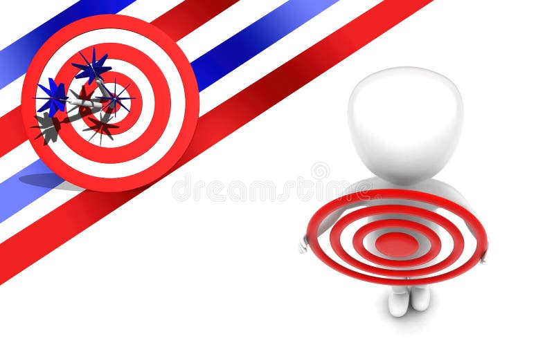 3d Man Holding Target in Hands Concept Stock Illustration ...