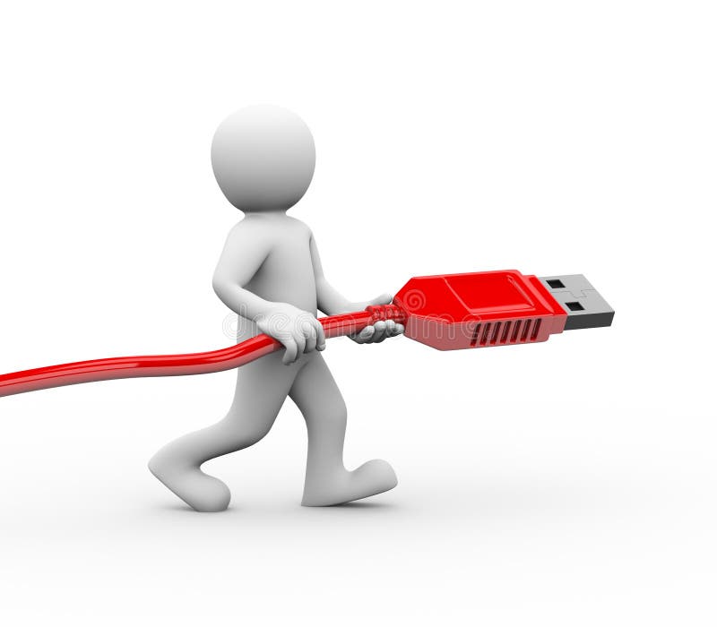 3d Man Holding Usb Connector Stock Illustration - Illustration of idea ...