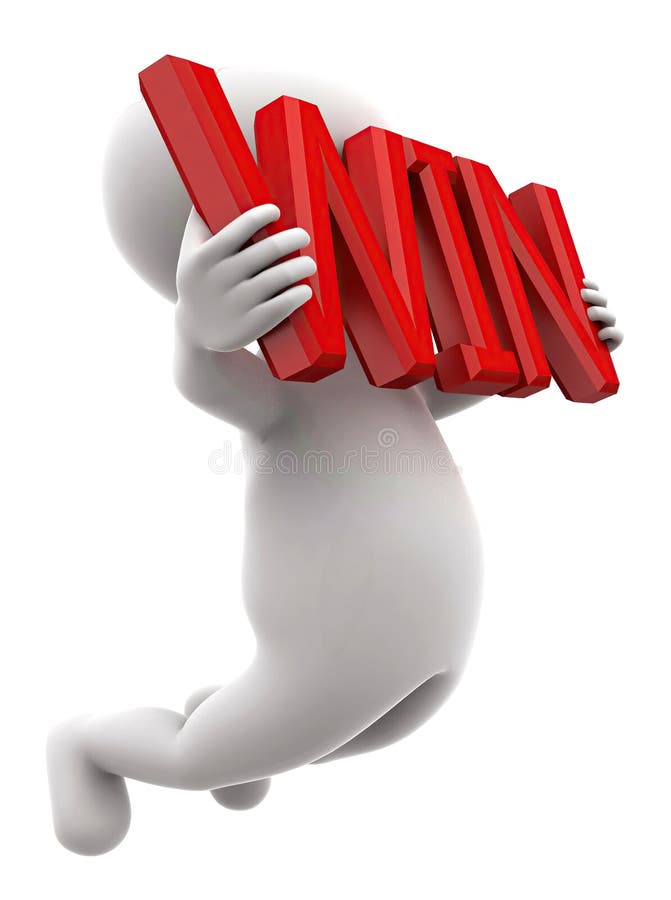 3d Man Holding Wow Text Concept Stock Illustration - Illustration of ...