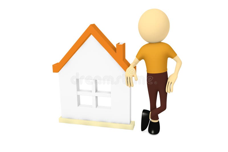 3d man with house stock illustration. Illustration of property - 50340678