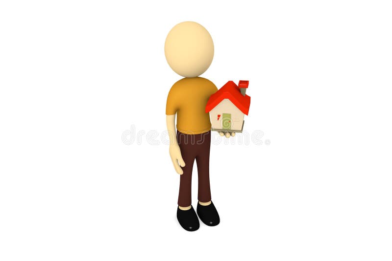 3d man with house stock illustration. Illustration of property - 50340678
