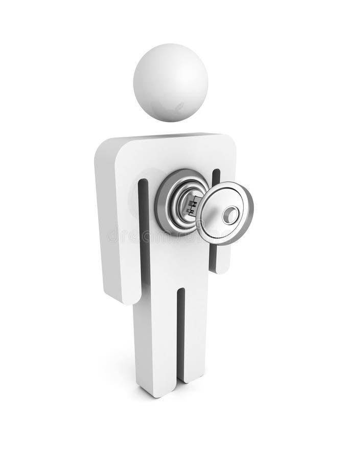 3d man icon with lock key stock illustration. Illustration of access ...