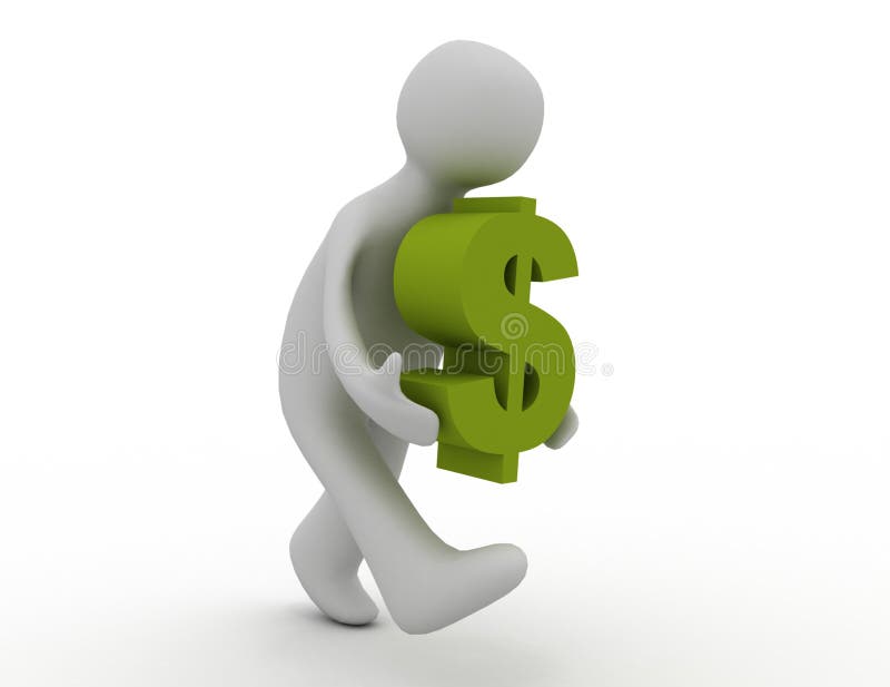 3d Man Icon Running with a Dollar Sign . 3d Rendered Illustration Stock ...
