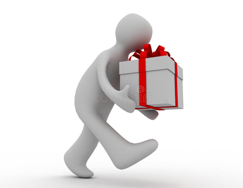 3d Man Icon Running with Gift Box . 3d Rendered Illustration Stock ...