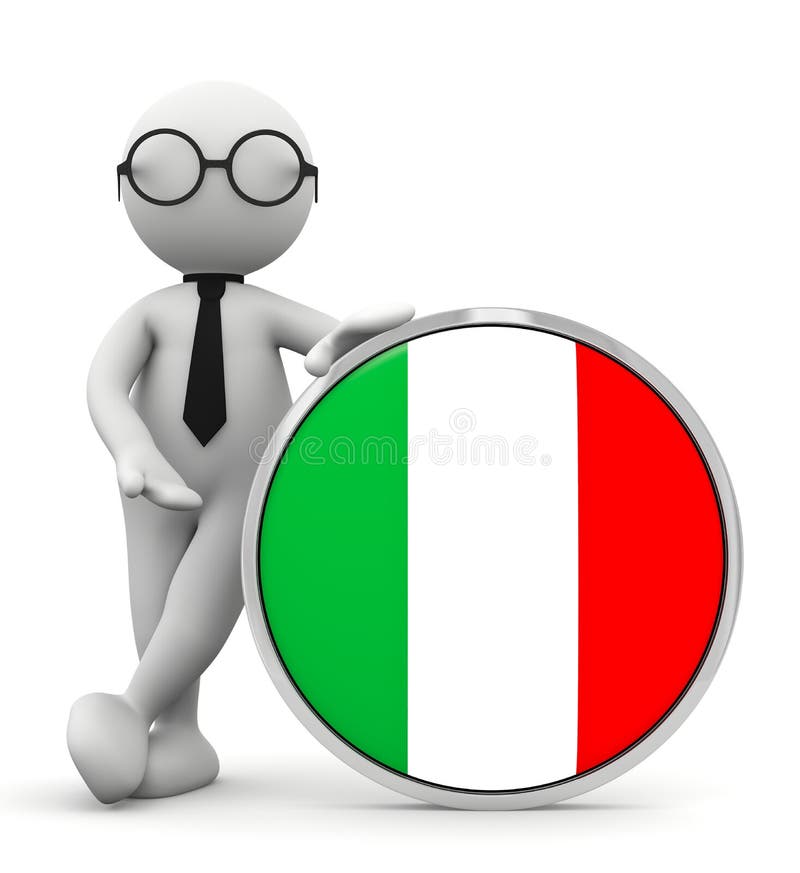 3d Man Italian Language Teacher Stock Illustration - Illustration of ...