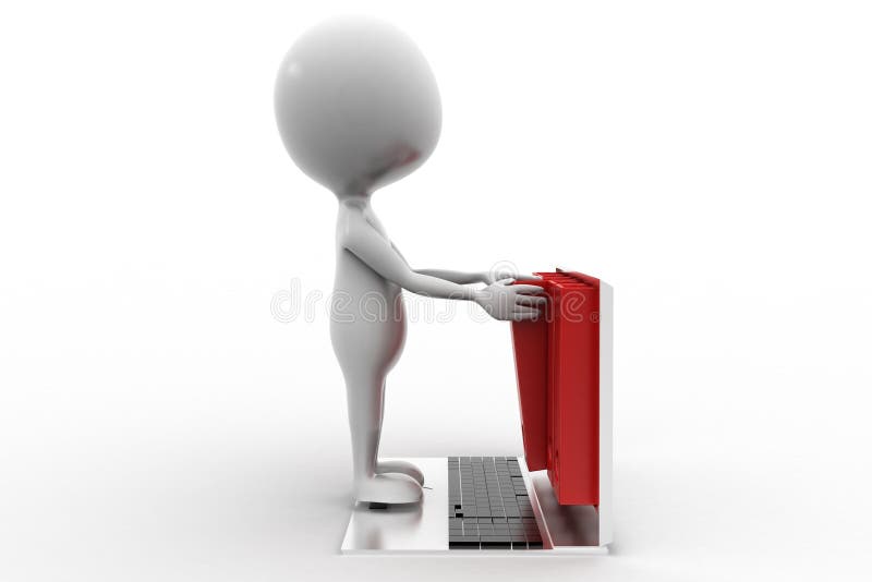 3d Man Printing Some Documents Stock Illustration - Illustration of ...