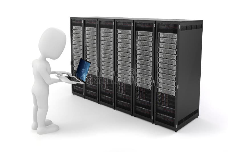3d Man and Server, Hardware Maintenance Stock Illustration ...