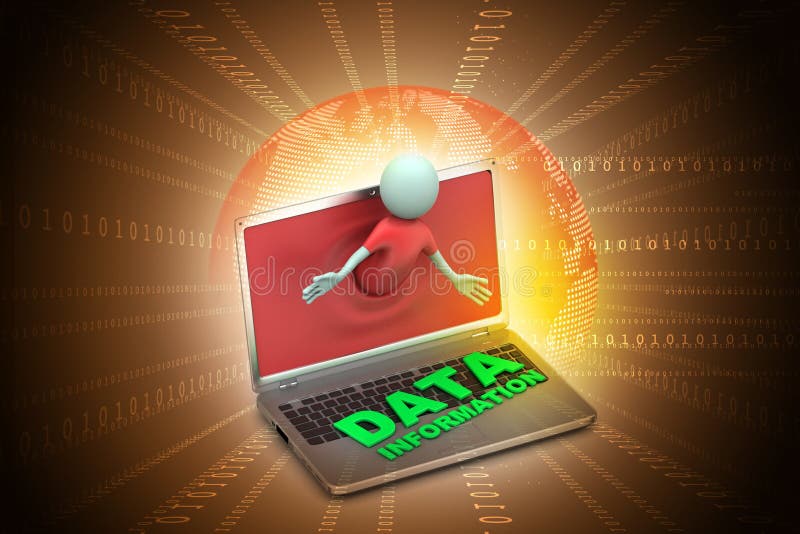 3d Man through the Laptop Showing Data Stock Illustration ...