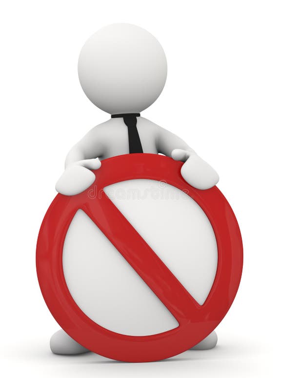 3d Man Leaning on the Prohibition Sign Stock Illustration ...