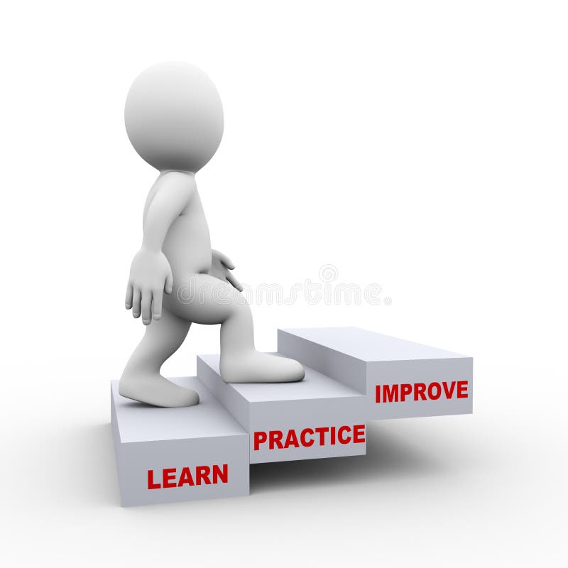 3d Man on Learn Practice Improve Steps Stock Illustration ... 3d Man on Learn Practice Improve Steps Stock Illustration ...
