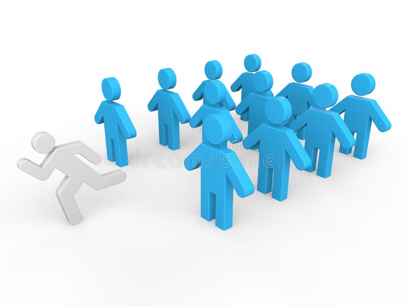 3d man leaving a group stock illustration. Illustration of businessman ...