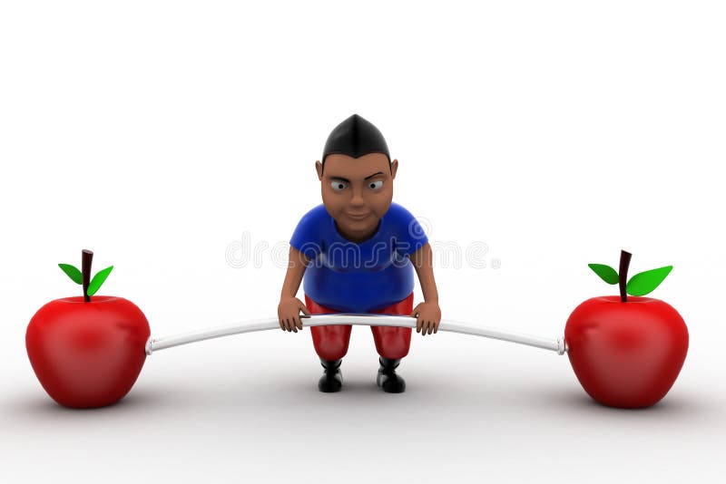 3d man lifting apple stock illustration. Illustration of gala - 42472033