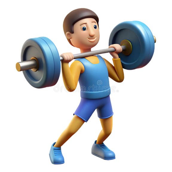 3D Man Lifting Weight Isolated on White Stock Illustration ...