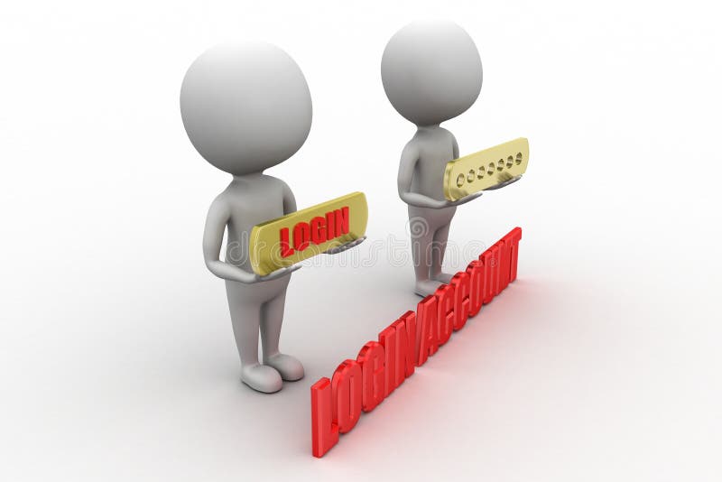 3d Man With Log In Account Concept Stock Illustration - Illustration of ...