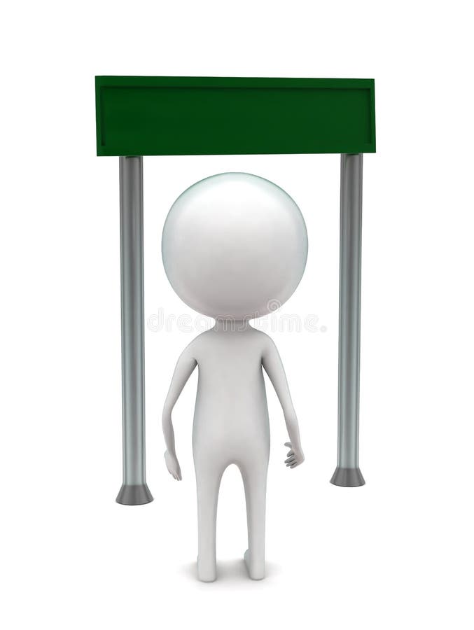 3d Man Looking at an Empty Green Board Concept Stock Illustration ...