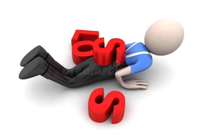 3d man with loss stock illustration. Illustration of company - 55165581