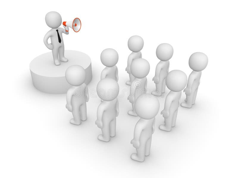 3d Man with Loudspeaker Talking To Crowd Stock Illustration ...