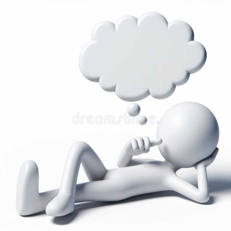 3D Stickman Lying Down and Thinking with Blank Bubble Stock ...