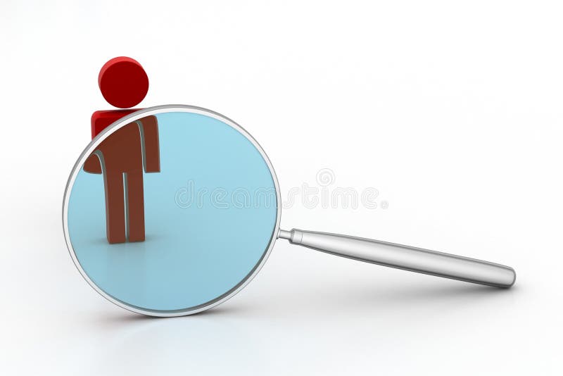3d man with magnifier stock illustration. Illustration of search - 70737549